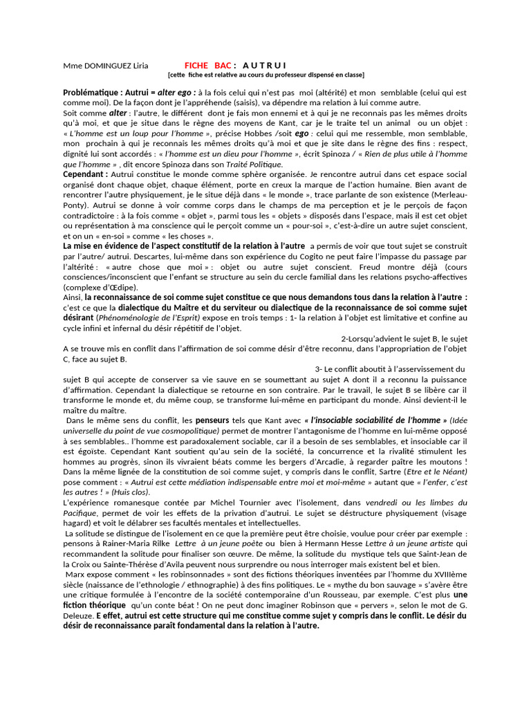 Autrui : Relation et Reconnaissance Sociale | PDF | Emmanuel Kant ...