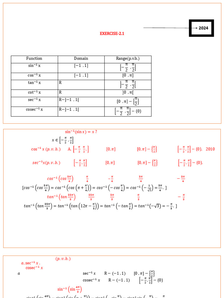 Inverse Trigonometric Functions Pdf Trigonometric Functions Function Mathematics