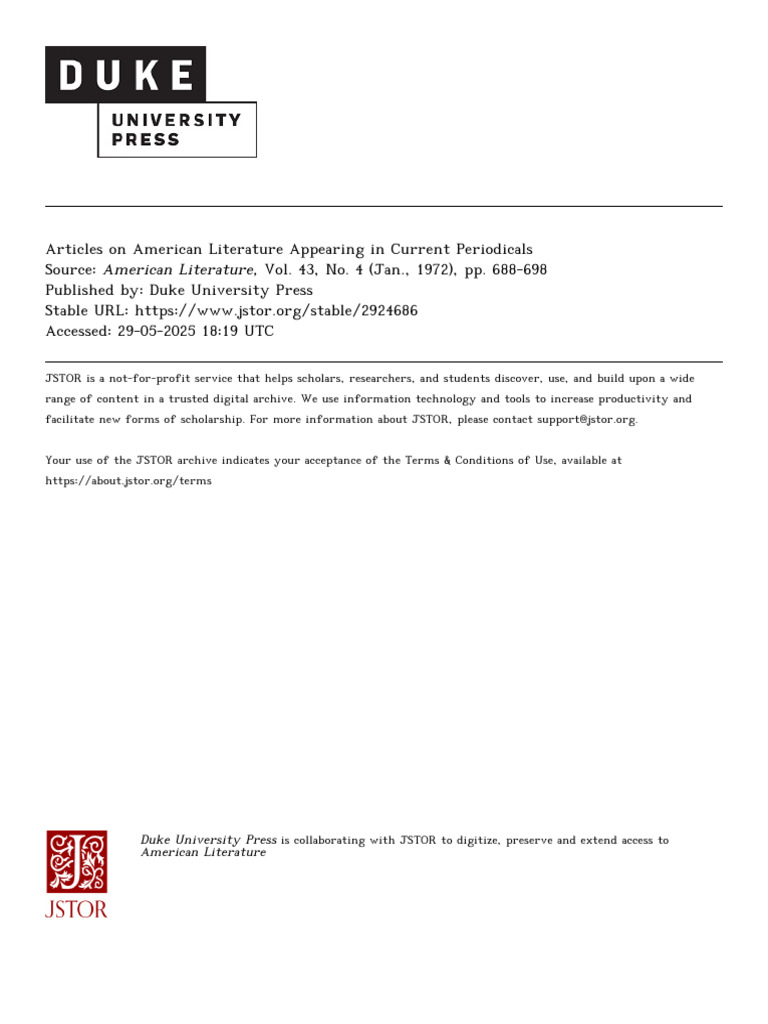 Duke University Press American Literature: This Content Downloaded From ...