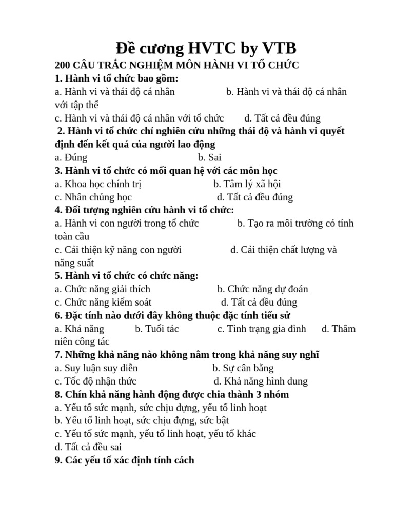 Đề cương HVTC by VTB | PDF