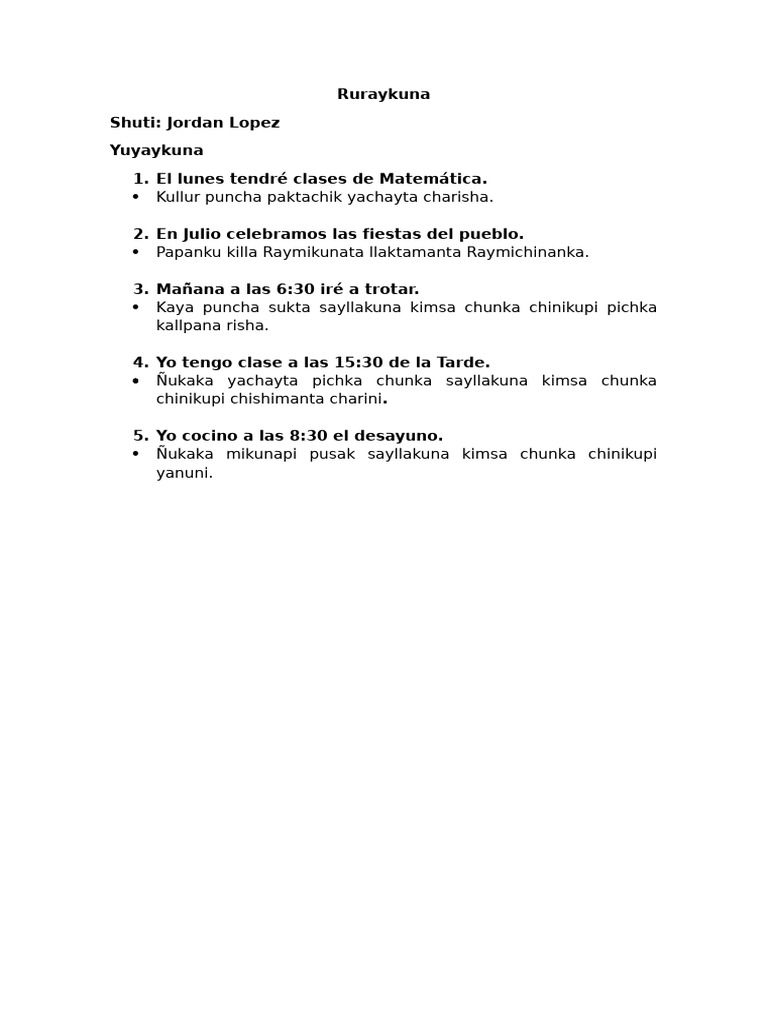 Pichka Ruraykuna | PDF