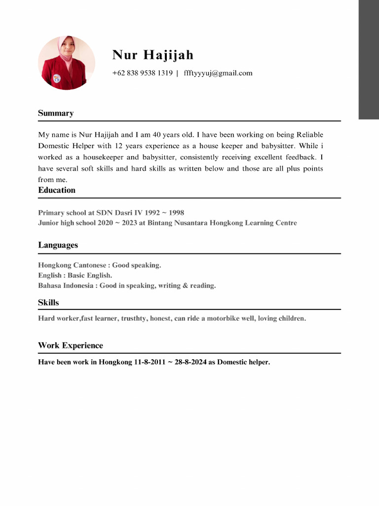 CV Nur Hajijah | PDF