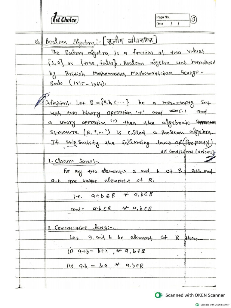 Boolean Algebra 6 Sem | PDF