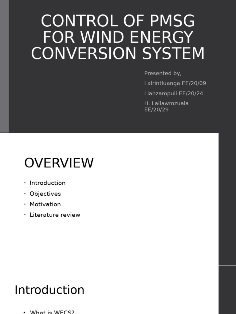Control of PMSG For Wind Energy Conversion | PDF | Electric Generator | Wind Turbine