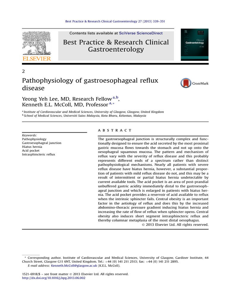 Pathophysiology of gastroesophageal reflux-2013 | PDF | Esophagus | Stomach