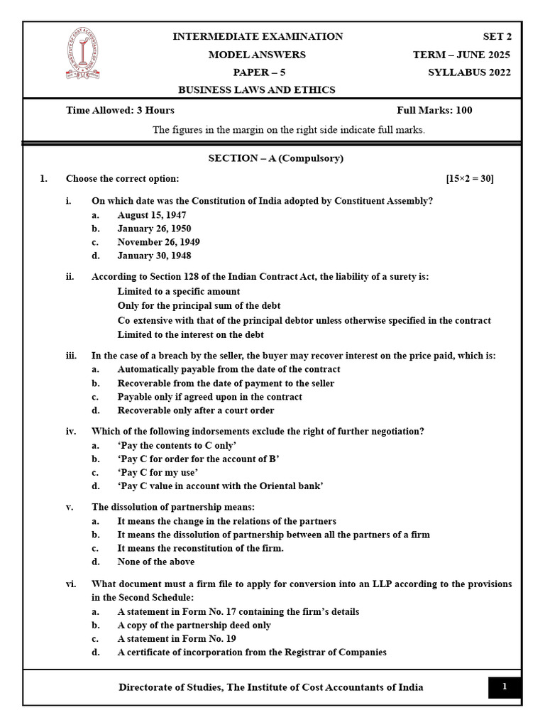 Paper5 Syl22 June25 Set2 Sol | PDF | Audit | Misrepresentation