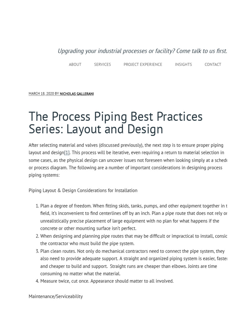 04 The Process Piping Best Practices Series Layout and Design | PDF ...
