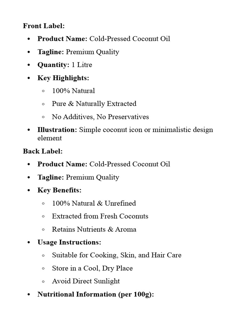 Coconut Oil Label Design Guide | PDF