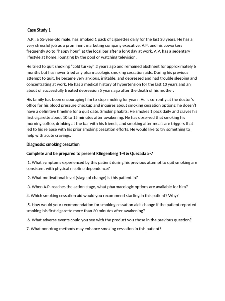 Case Studies For Module 2 | PDF | Smoking Cessation | Cough