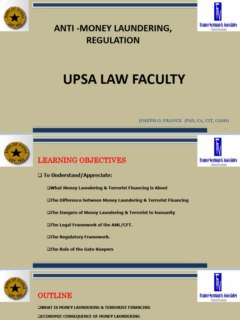 ANTI - MONEY LAUNDERING REGULATION-UPSA Jfrev | PDF | Money Laundering ...