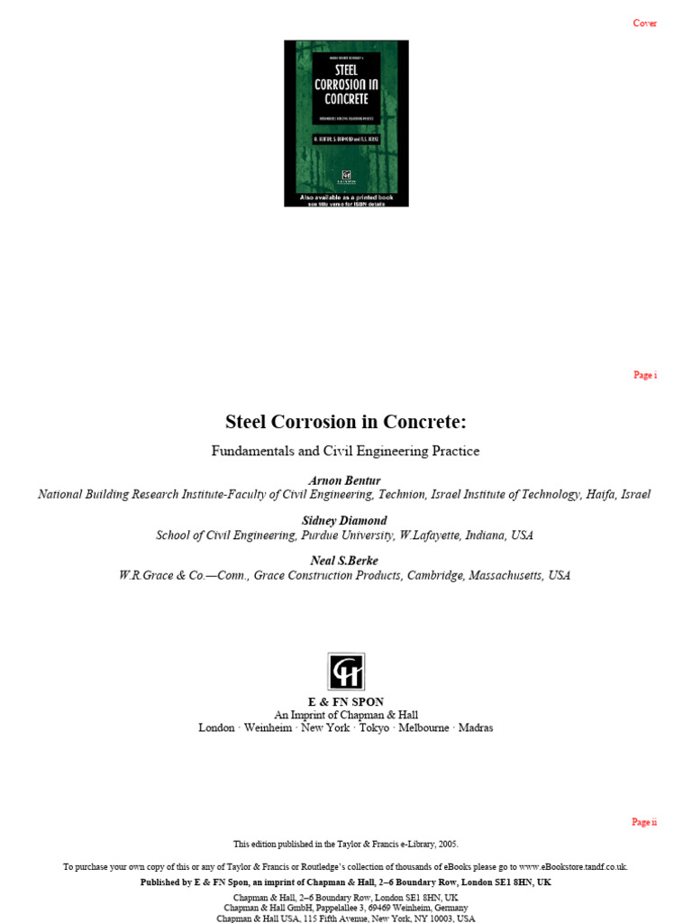 Arnon Bentur - Steel Corrosion in Concrete - Fundamentals and Civil ...