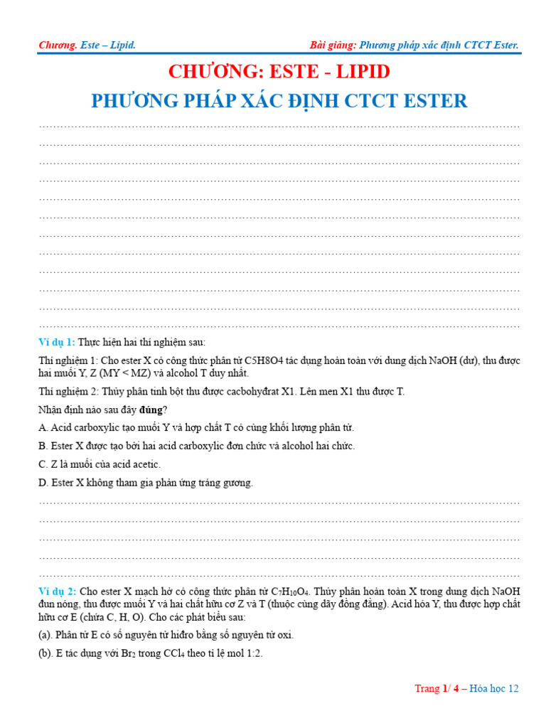 Phương pháp xác định CTCT Ester | PDF