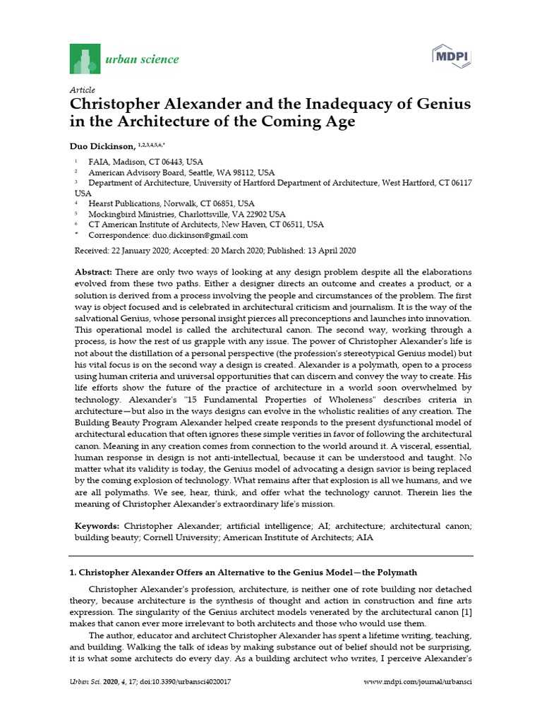 Christopher Alexander and The Inadequacy of Genius | PDF | Beauty | Design