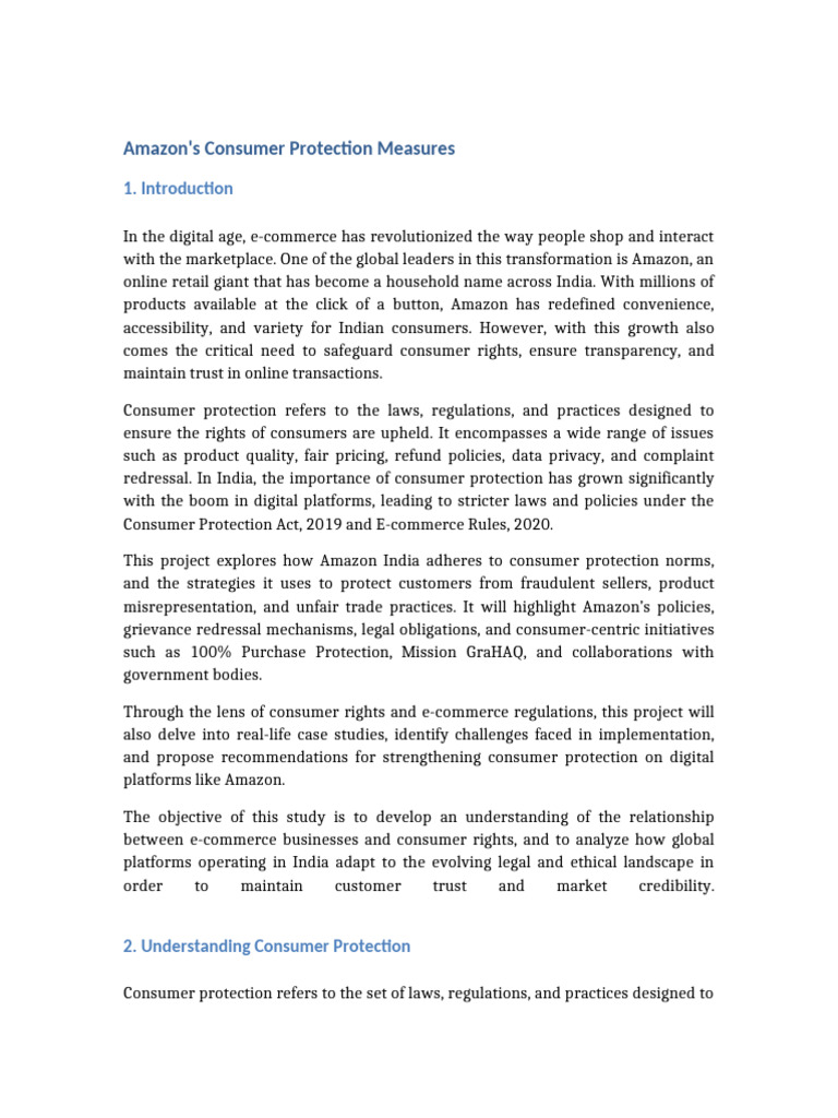 Amazon Consumer Protection Project | PDF | Consumer Protection | E Commerce