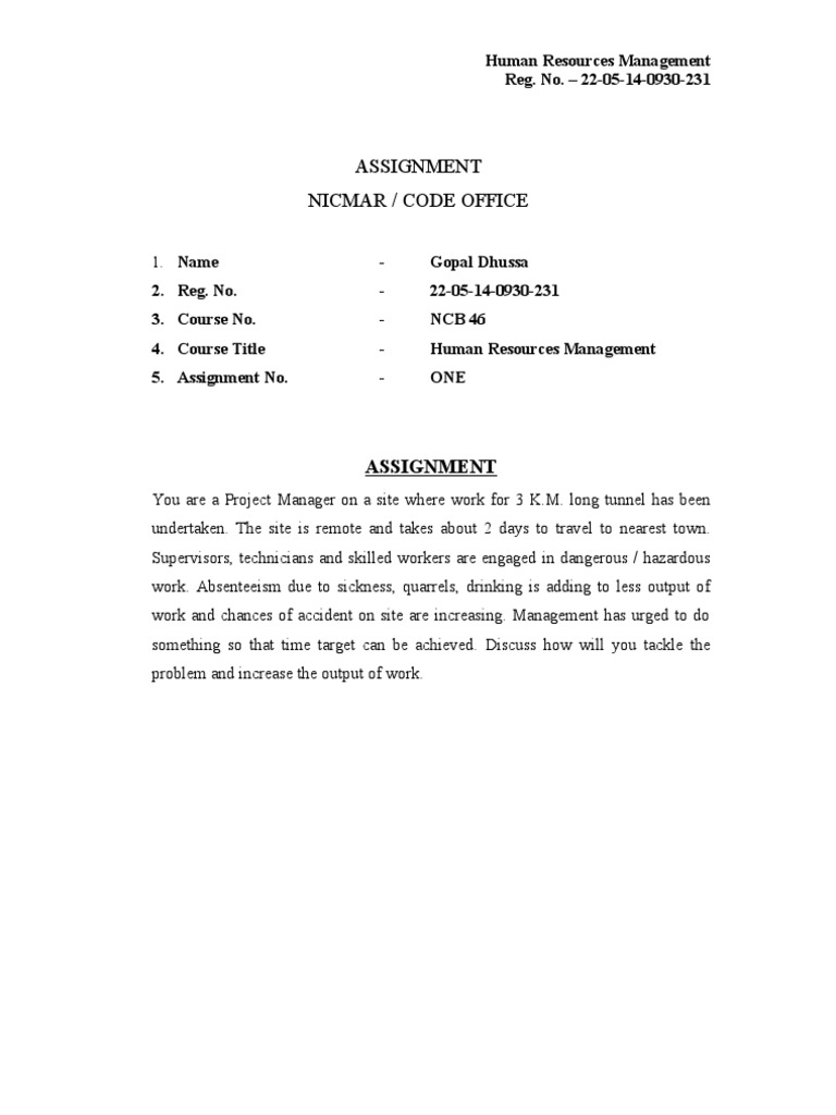 Assignment - Human Resources Management | PDF | Motivation | Motivational