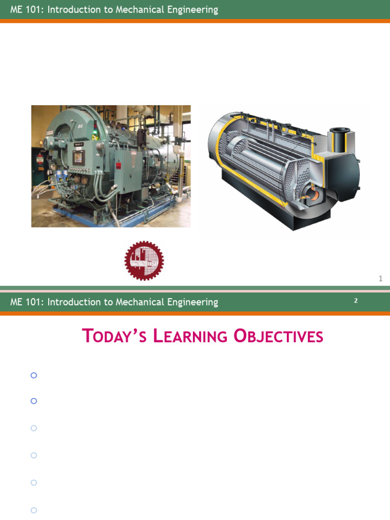 Lecture 1 - ME 101 - Boiler - 03.09.24 | PDF
