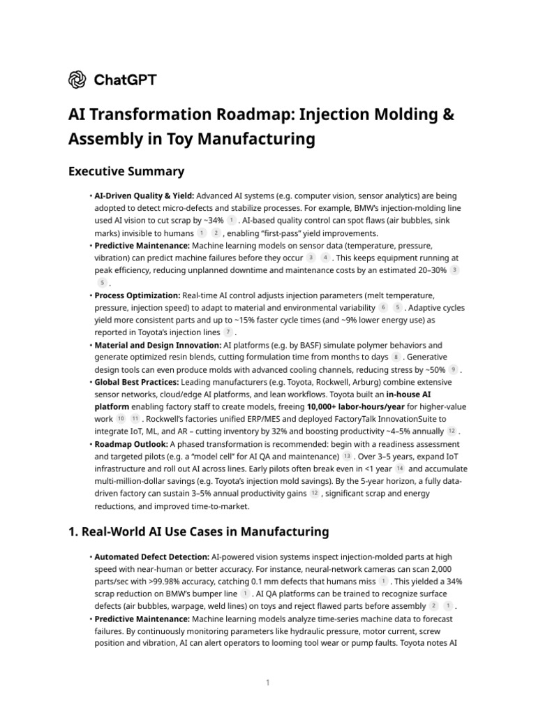 AI Transformation Roadmap - Injection Molding & Assembly in Toy ...