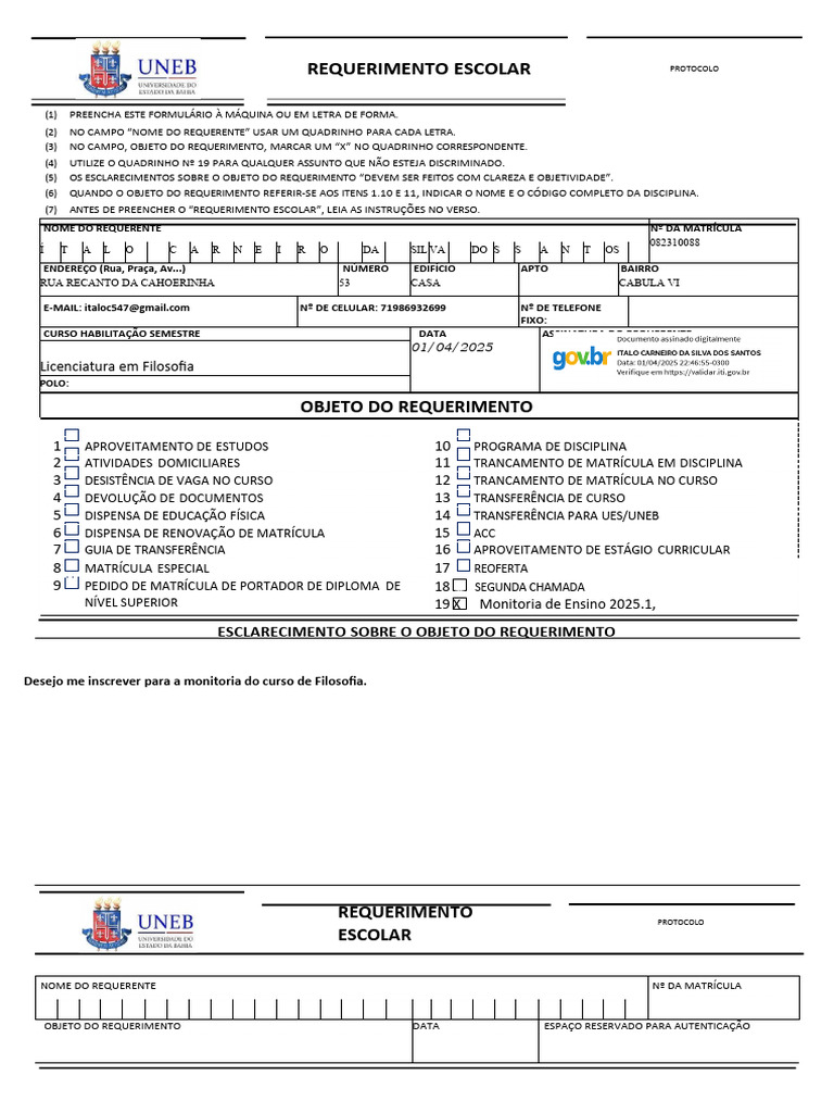 REQUERIMENTO Assinado Assinado | PDF