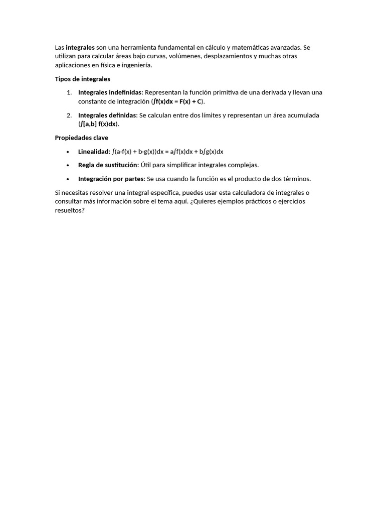 Las Integrales Son Una Herramienta Fundamental en Cálculo y Matemáticas ...