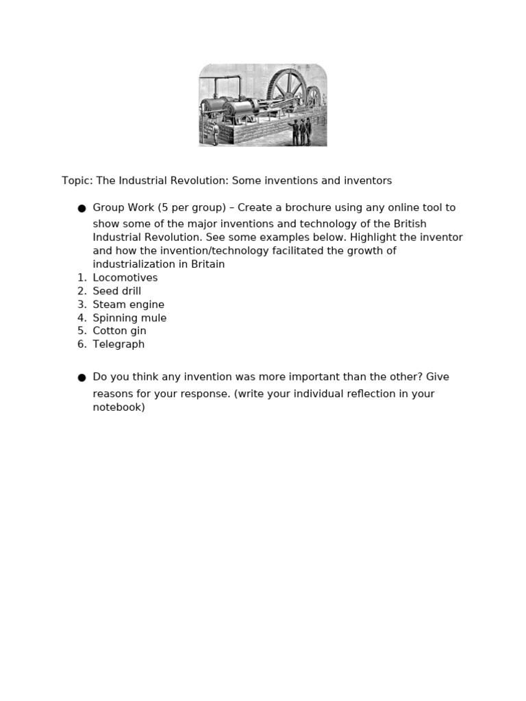 Inventions of The Industrial Revolution | PDF | Industrial Revolution ...