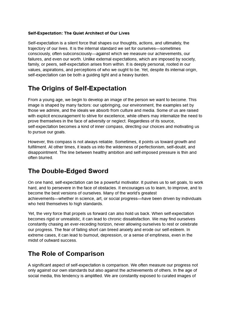 Understanding Self-Expectation Dynamics | PDF | Psychology ...