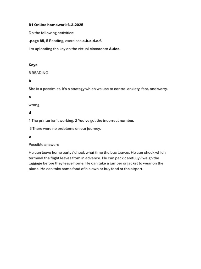 B1 Online Homework 6-3-2025 | PDF