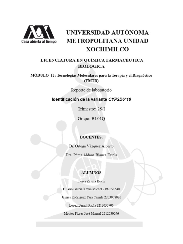 Análisis de la variante CYP2D6*10 en UAM-Xochimilco | PDF | Citocromo ...