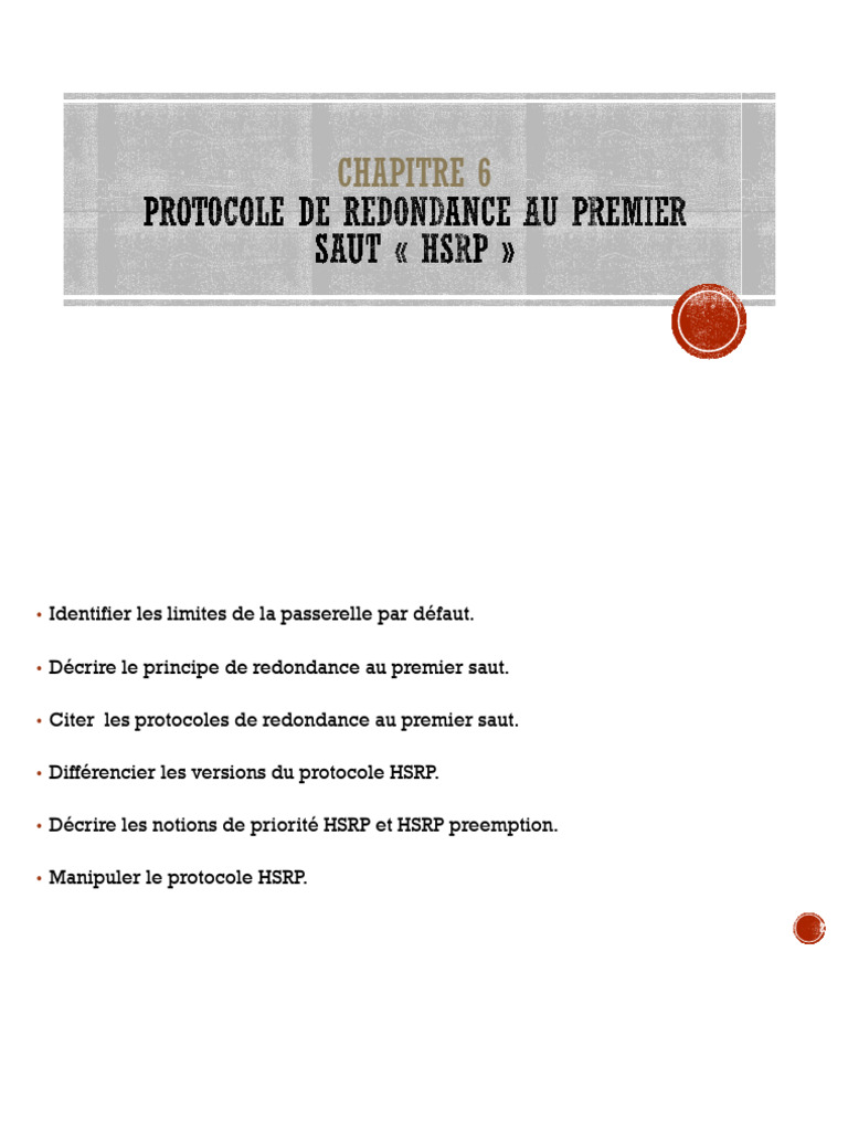 HSRP : Protocoles de Redondance au Premier Saut | PDF | Protocoles ...