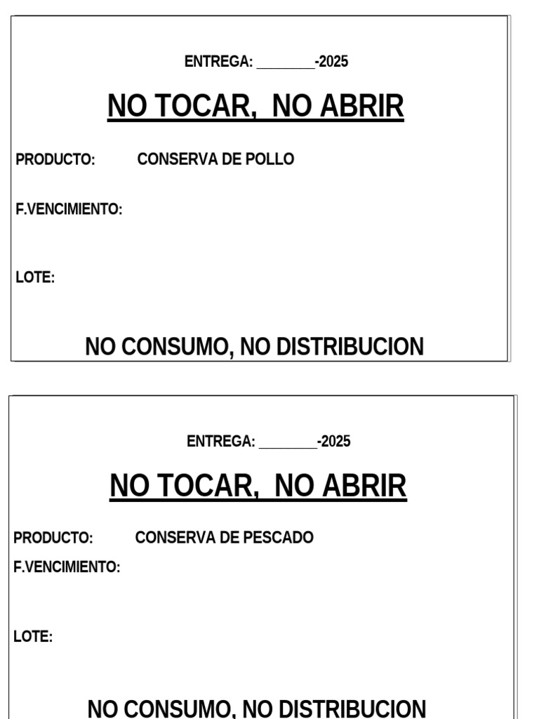 Rotulos No Consumo No Distribucion | PDF
