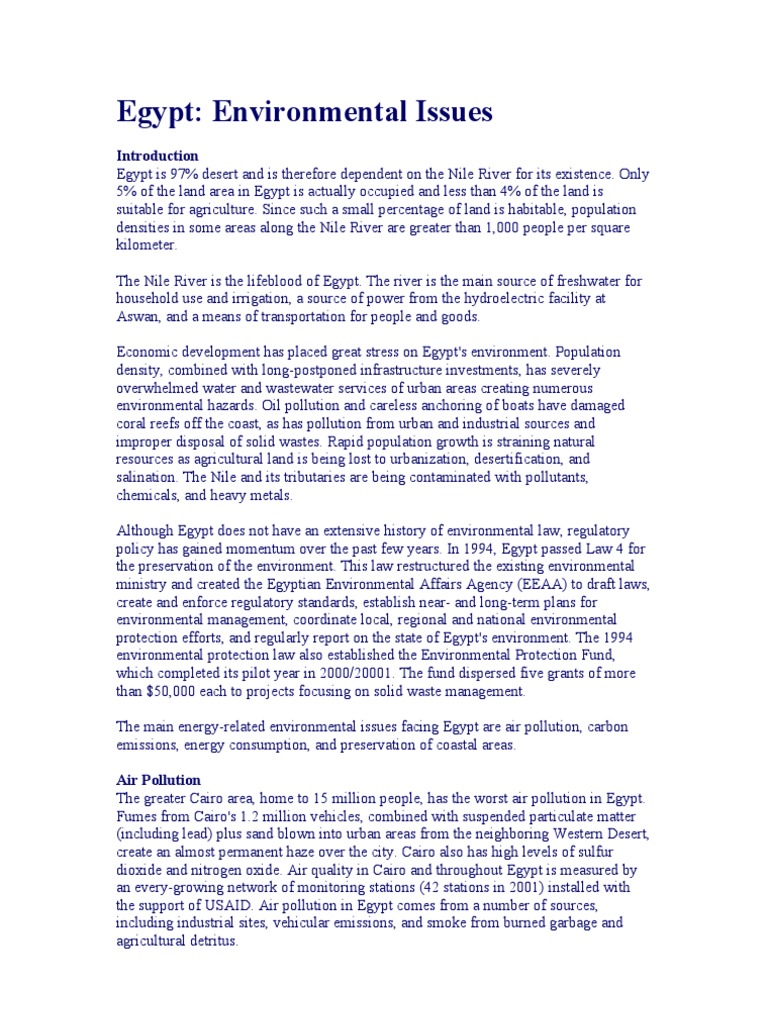 Egypt's Environmental Challenges | PDF | Nile | Air Pollution