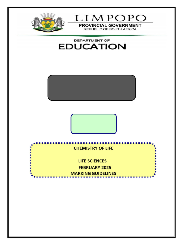LFSC G10 TOPIC TEST 2 Marking Guideline | PDF | Glucose | Chart