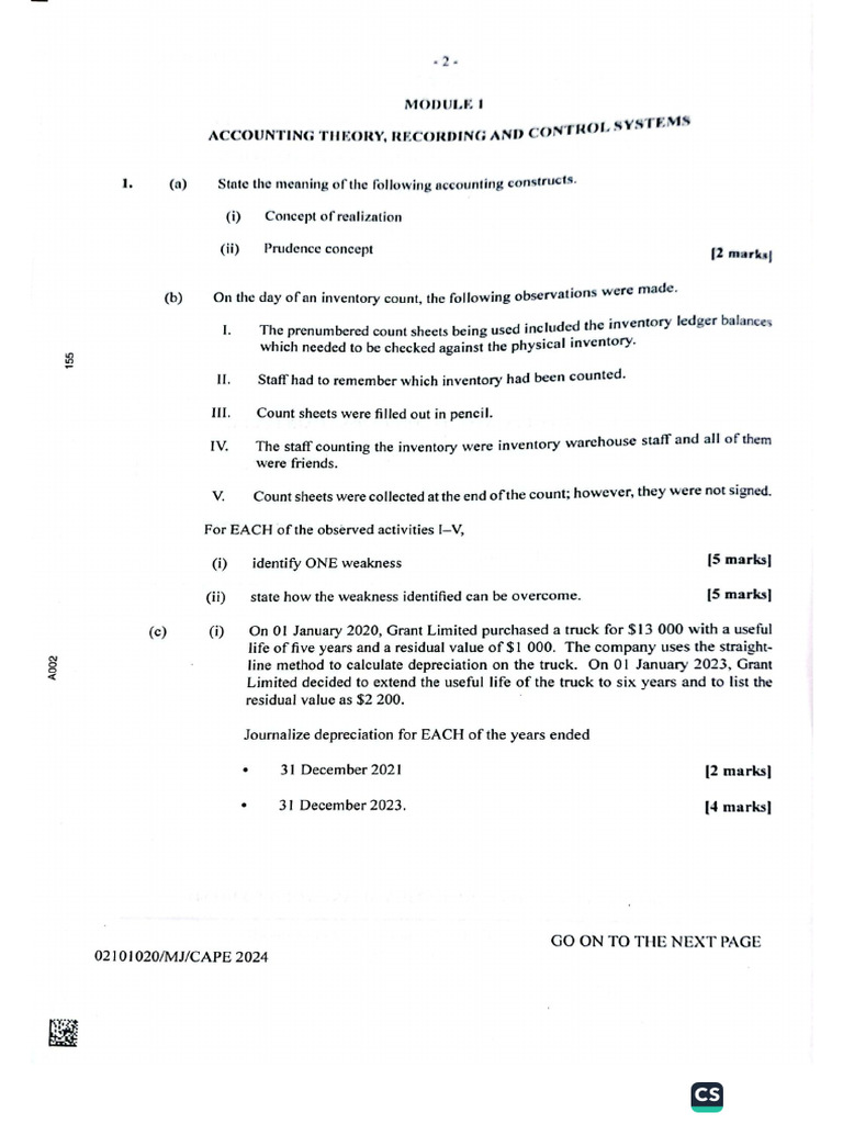 UNIT 1 PAPER 2 ACCOUNTING | PDF
