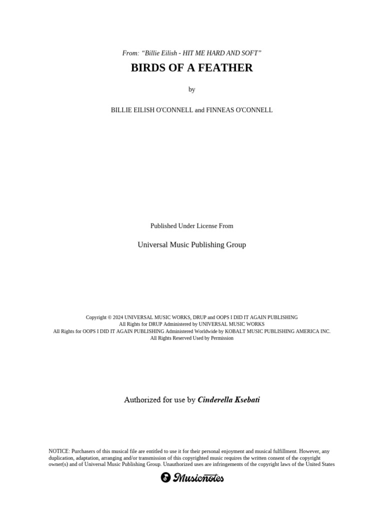 BIRDS OF A FEATHER - D Major | PDF