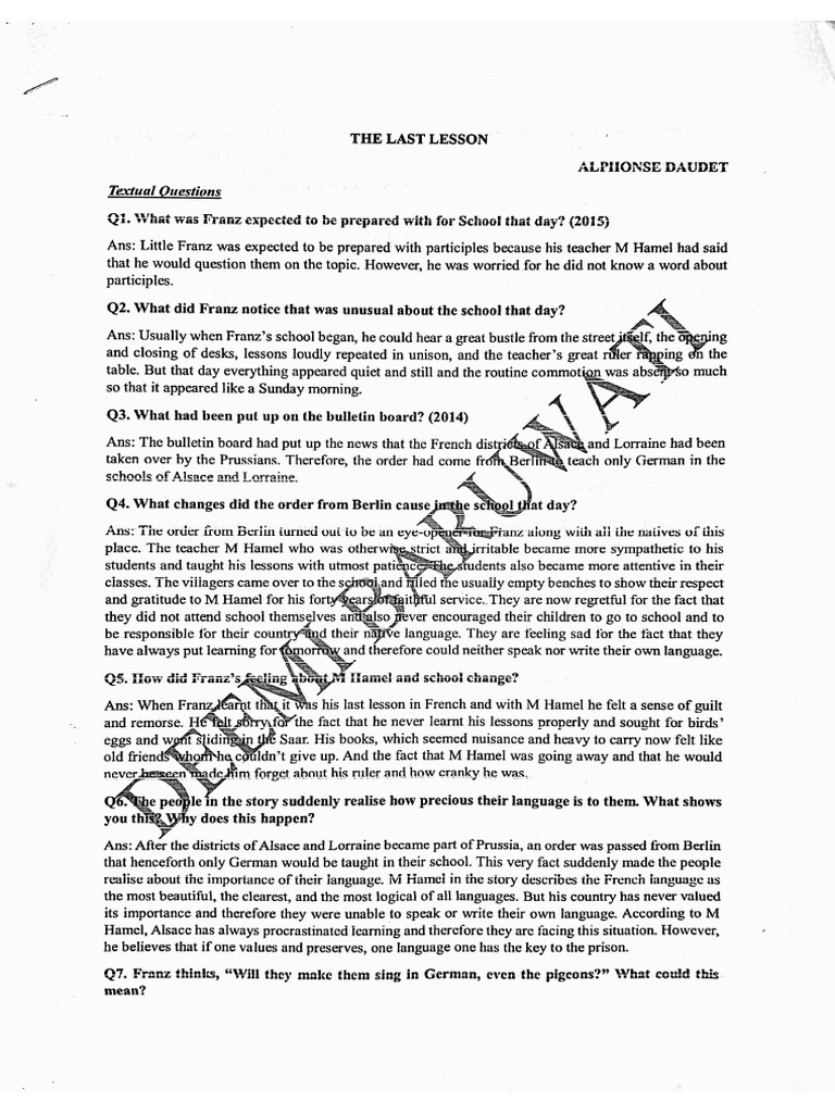 The Last Lesson | PDF