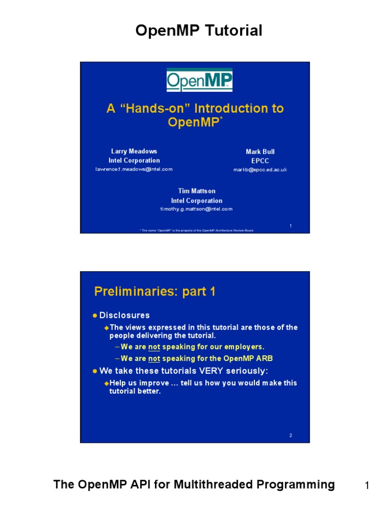 Openmp Tutorial Pdf Thread Computing Parallel Computing