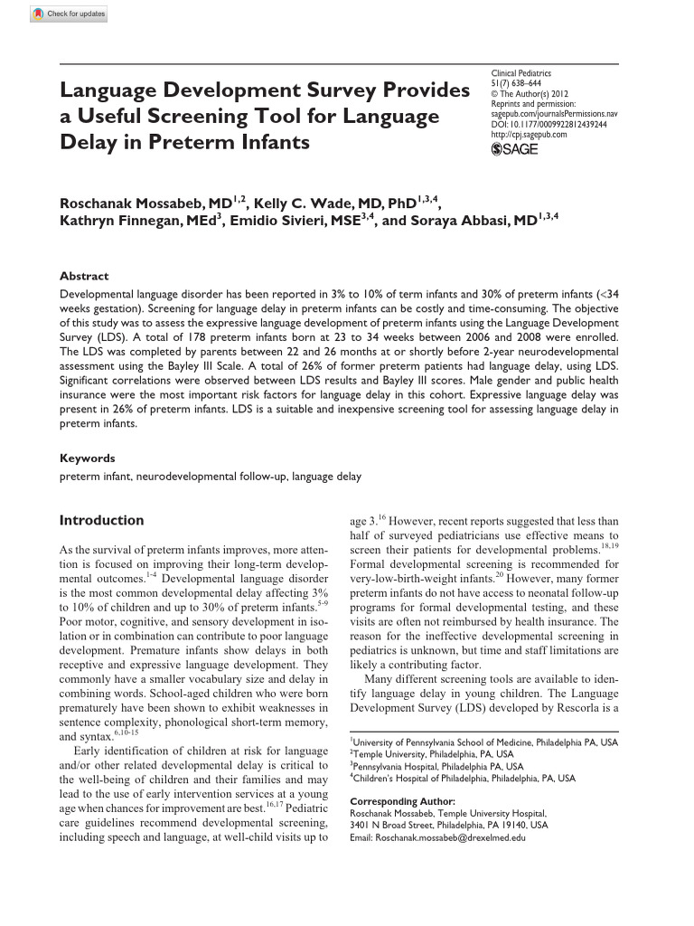 Language Development Survey Provides A Useful Screening Tool | PDF ...