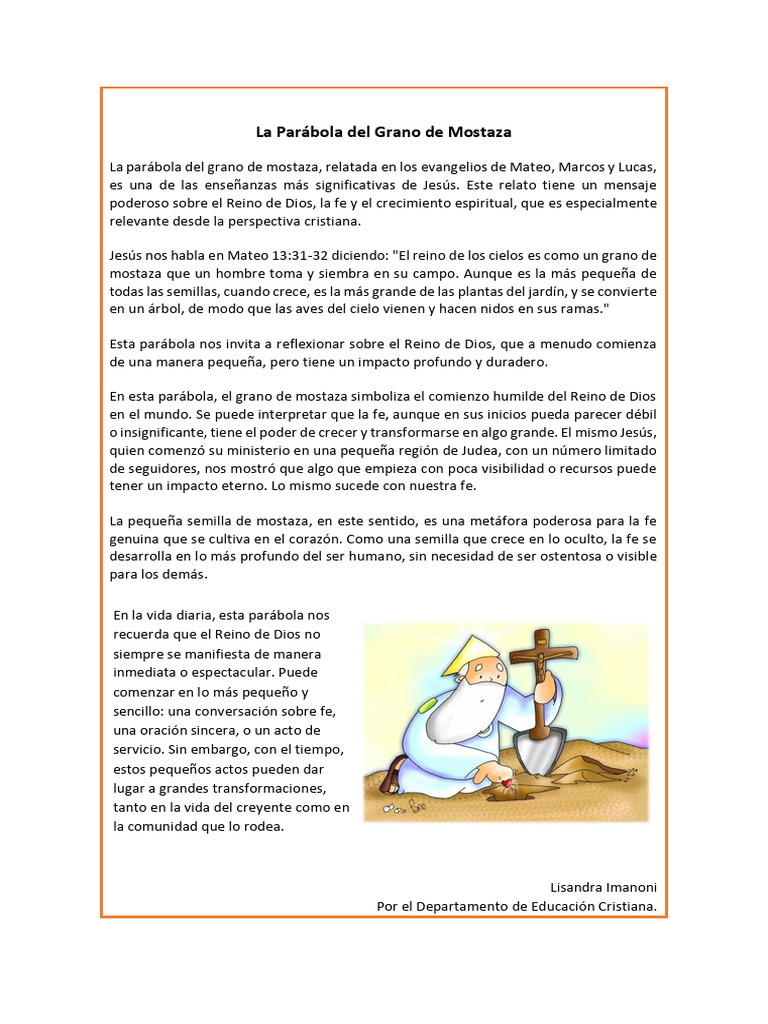 Parábola del Grano de Mostaza: Fe y Crecimiento | PDF