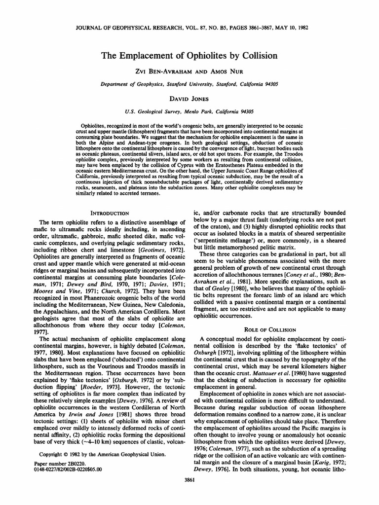 The Emplacement of Ophiolites by Collisi | PDF | Plate Tectonics | Geology
