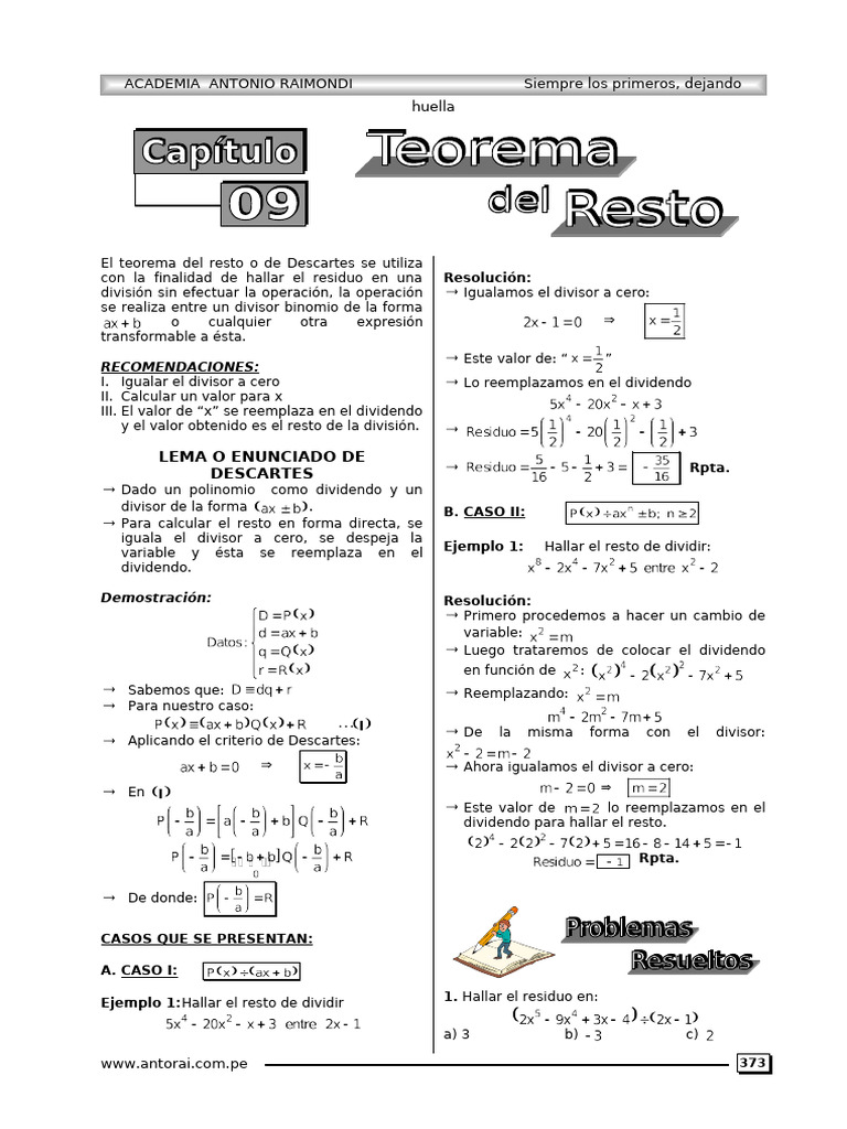 Algebra Capitulo 9-10-11 Ok | PDF | Factorización | División (Matemáticas)