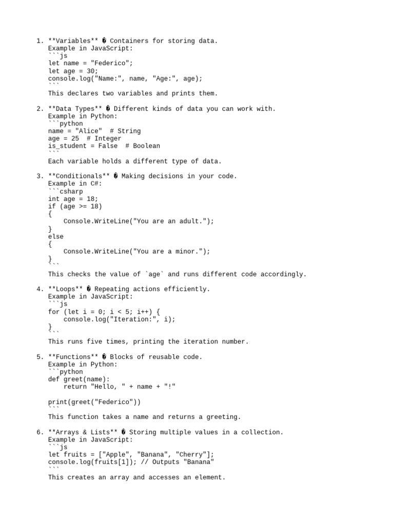 Programming Concepts Class All | PDF | Data Type | Boolean Data Type