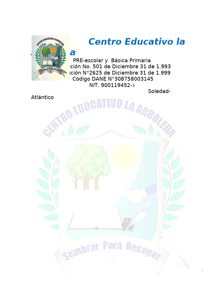 Centro Educativo La Arboleda Soledad | PDF