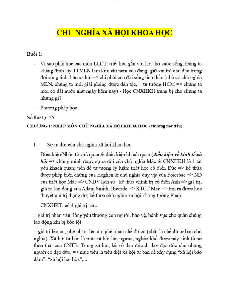 Tai Lieu Tom Tat Mon Chu Nghia Xa Hoi Khoa Hoc Dai Hoc Noi Vu Ha Noi 140825 | PDF