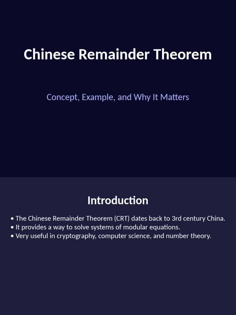 Chinese Remainder Theorem Enhanced Presentation | PDF