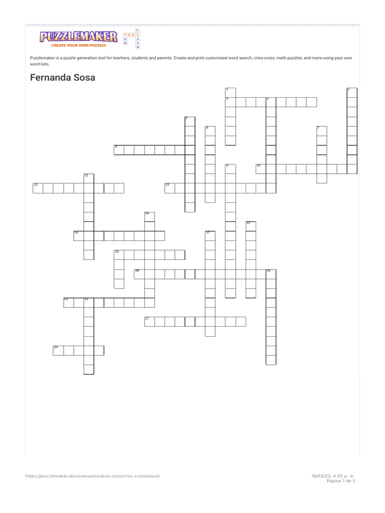 Criss Cross Puzzle Discovery Education Puzzlemaker | PDF | Biology ...