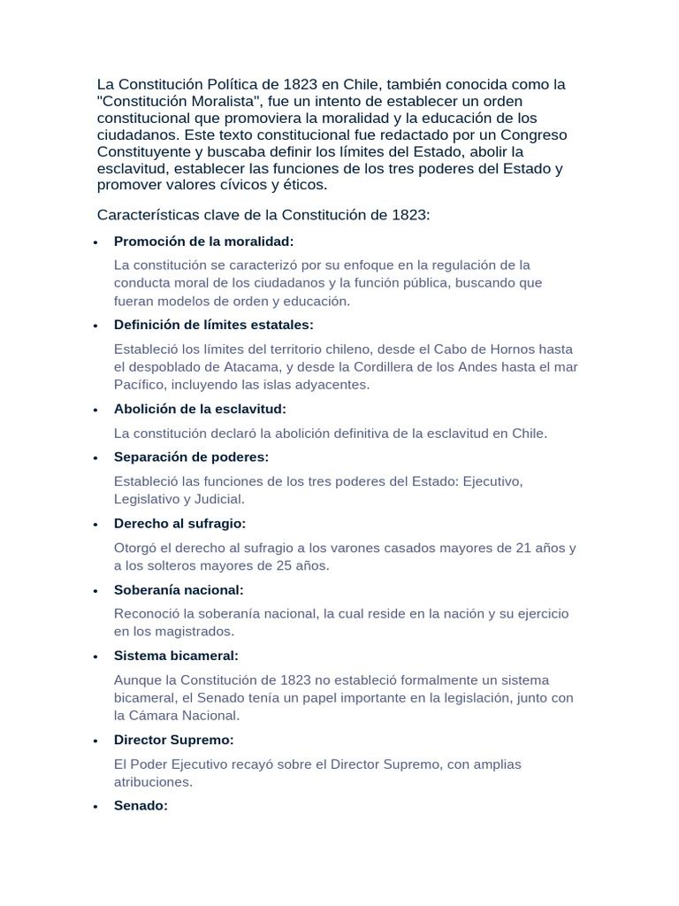 Constitucion Politica Del Chile 1823 | PDF