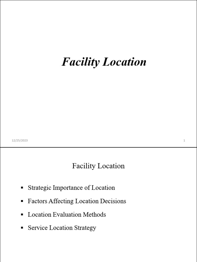 Facility Location Strategies and Factors | PDF | Cost Of Living ...