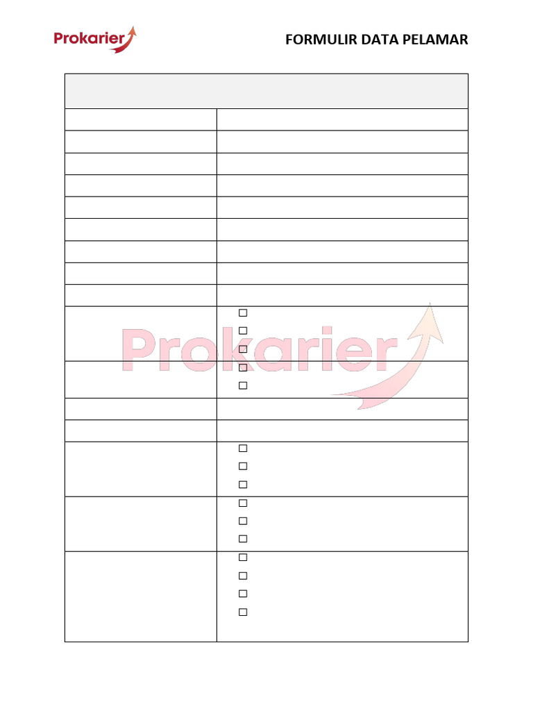 Formulir Data Pelamar Prokarier | PDF