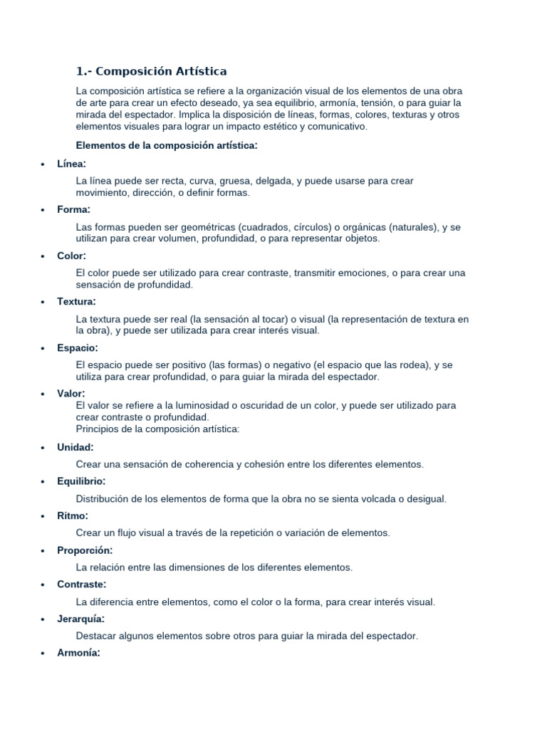 Tipos y Elementos de Composición Artística | PDF | Composición (artes ...