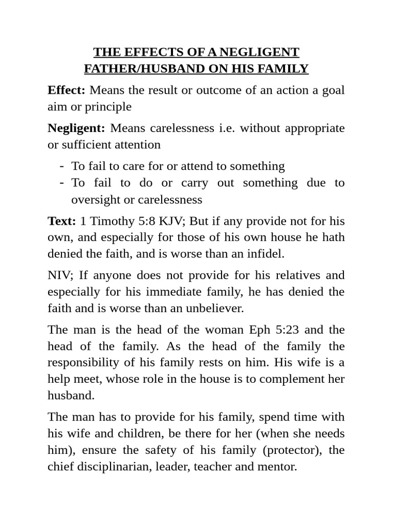 The Effects of A Negligent Father | PDF | David