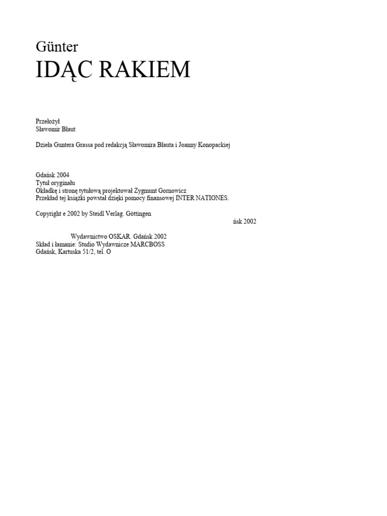Gunter Grass - Idac Rakiem | PDF